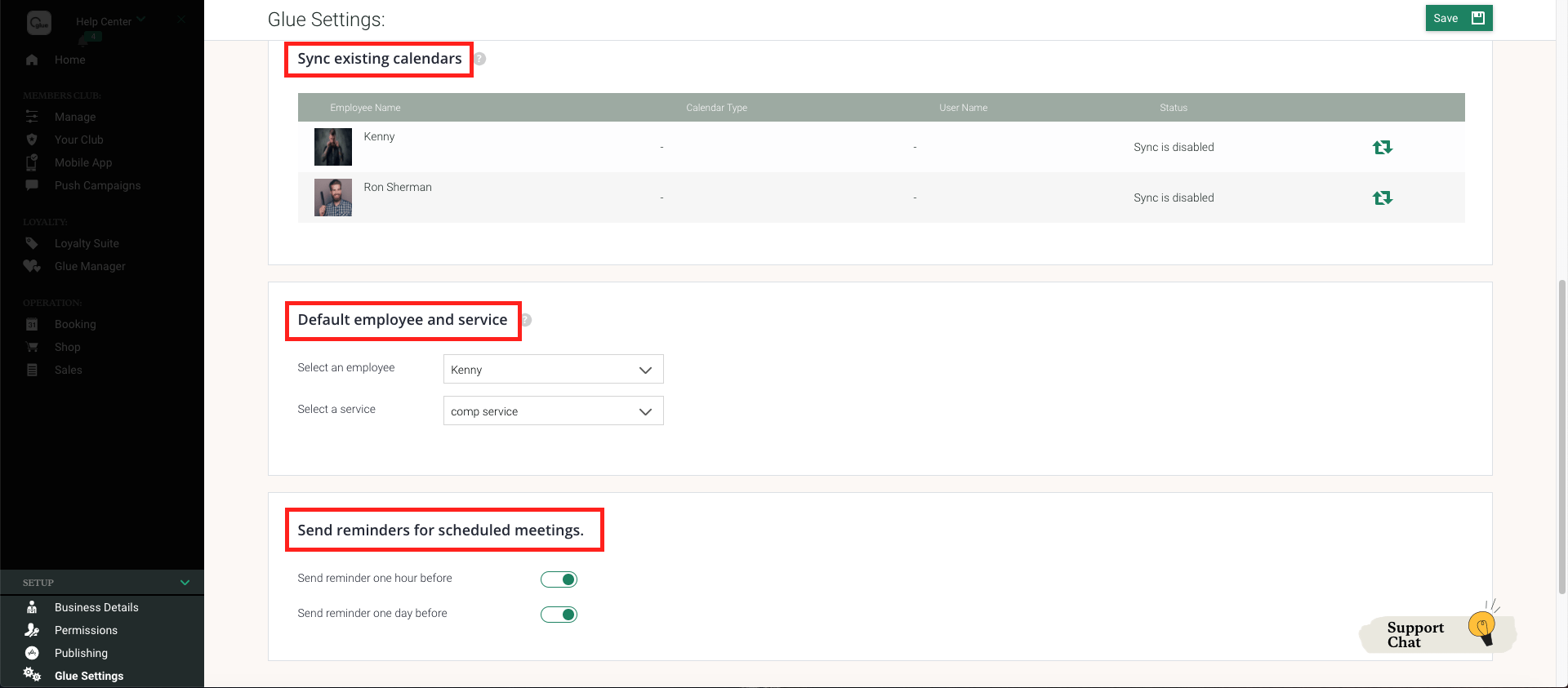 Glue Settings | Glue