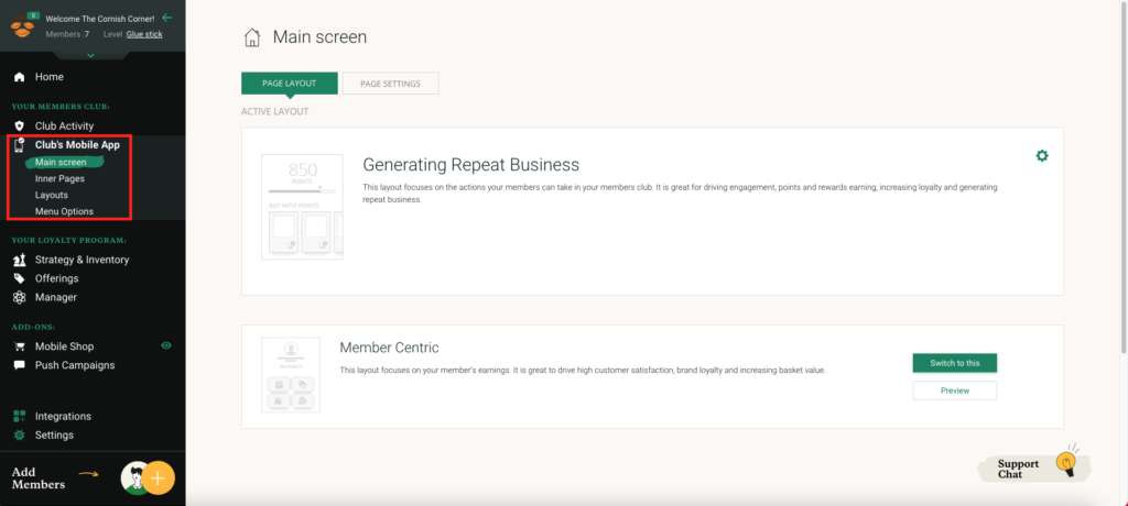 Club's Mobile App - Glue
